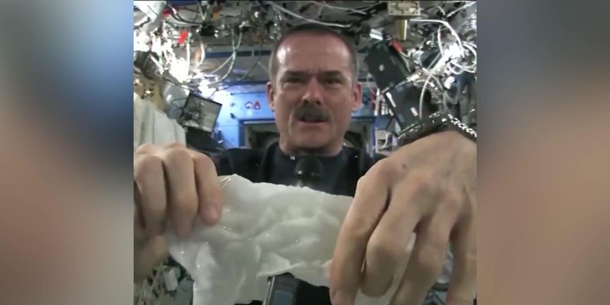 Video resurfaces of a towel being wrung out in space and it's still the ...