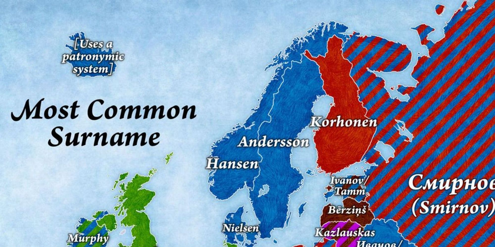 The map that explains the most common surnames in Europe and what they ...