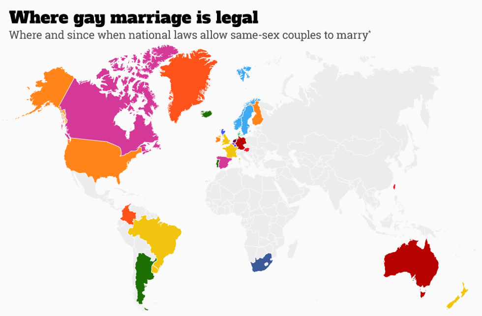 Lgbt Rights Th Countries Where Same Sex Marriage Is Legal Mapped Indy100 Indy100