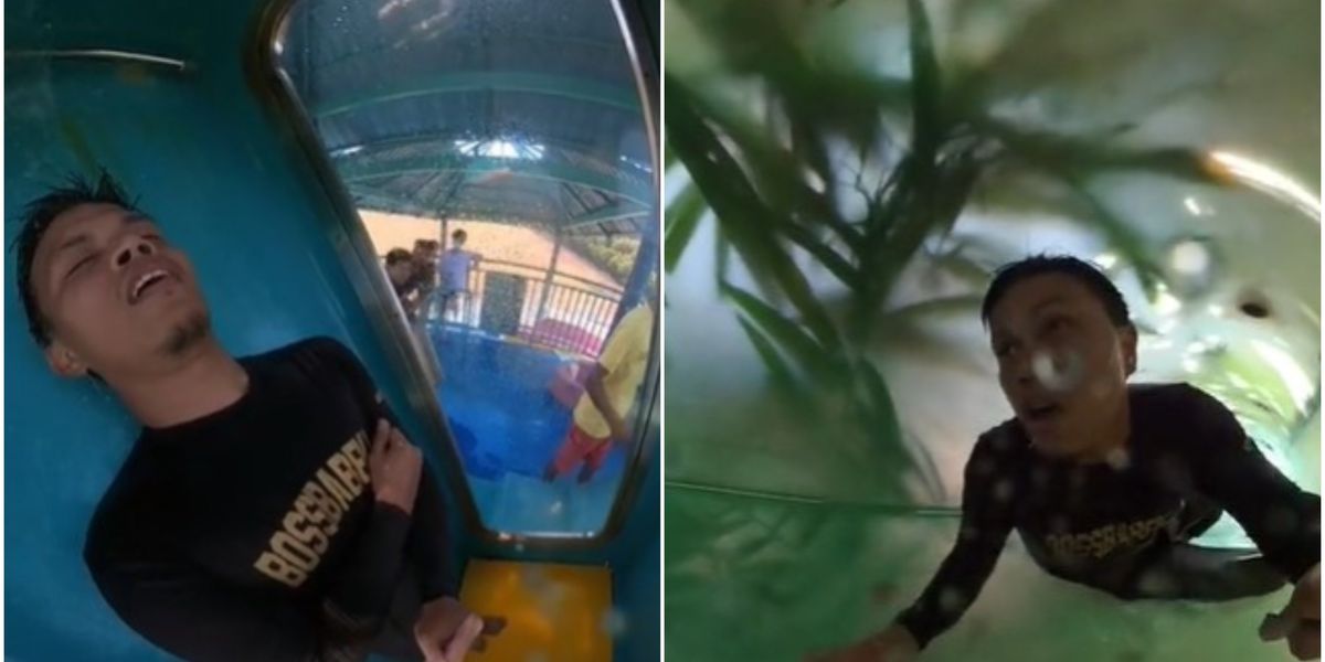 Terrifying Footage Shows Man Get Stuck Inside A Water Slide Indy100