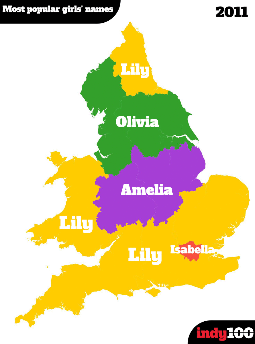 These maps show how the most popular names in England and Wales have ...