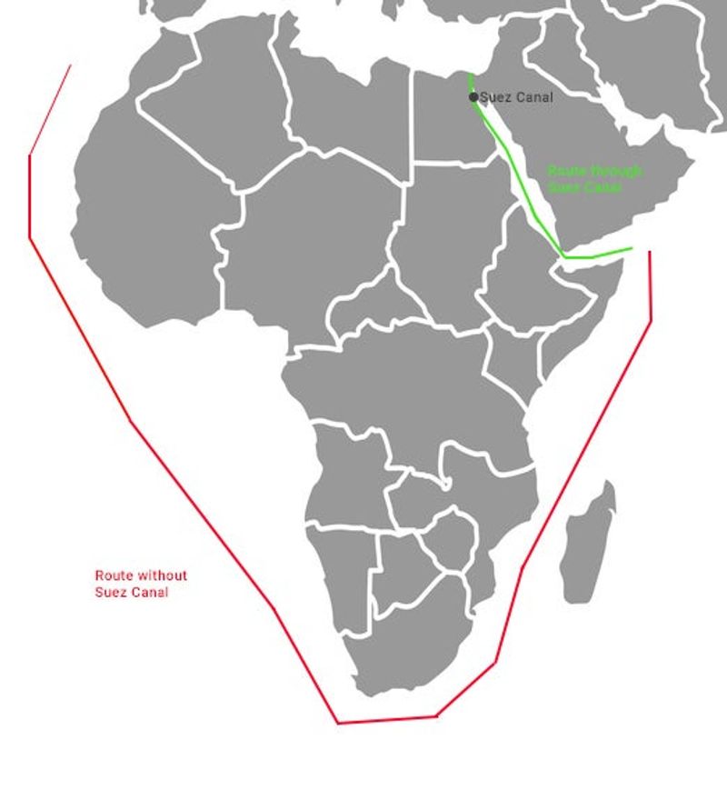 Suez Canal Transit Map Routing Options Between Shanghai, Rotterdam And