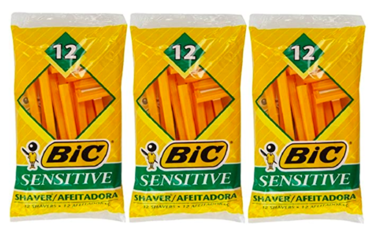 BIC Single Blade Razor, Sensitive, 12 ct (3 packs of 12) | indy100