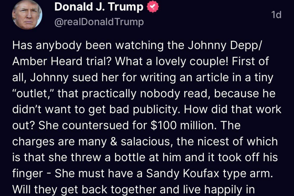 What A Lovely Couple Trump Says Amber Heard Has Arm Like Baseball Pitcher In First Comments