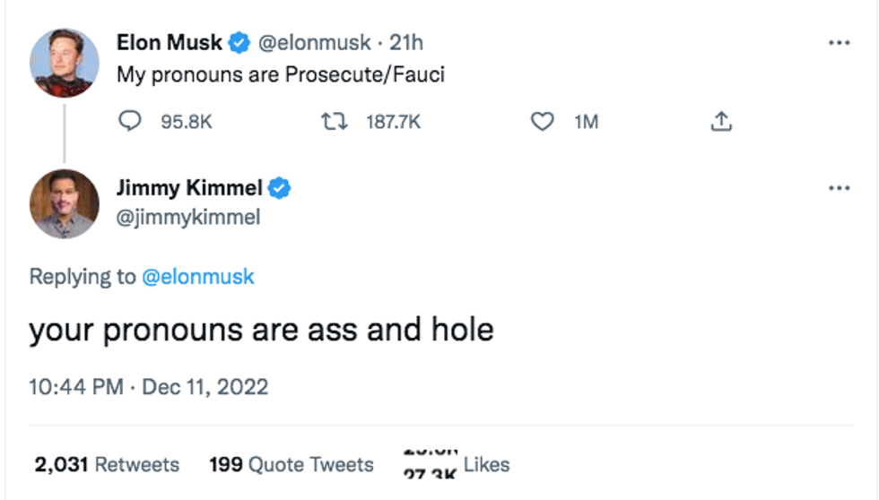 Jimmy Kimmel has brutal response to Elon Musk changing his pronouns to ... Jimmy Kimmel has brutal response to Elon Musk changing his pronouns to ...