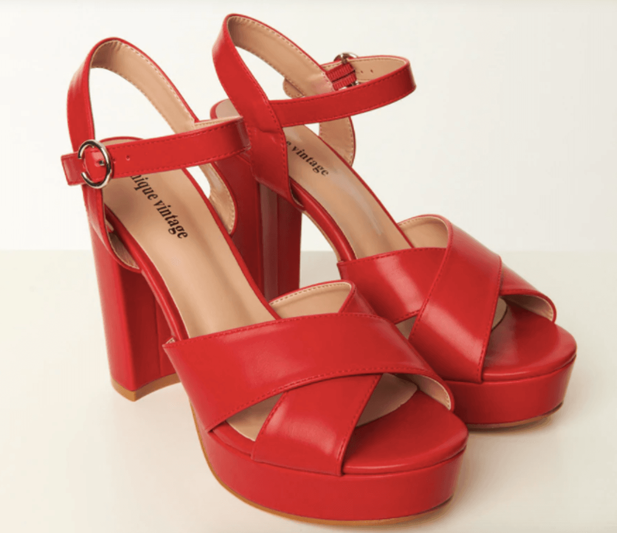 Unique Vintage Red Leatherette Platform Heels | indy100