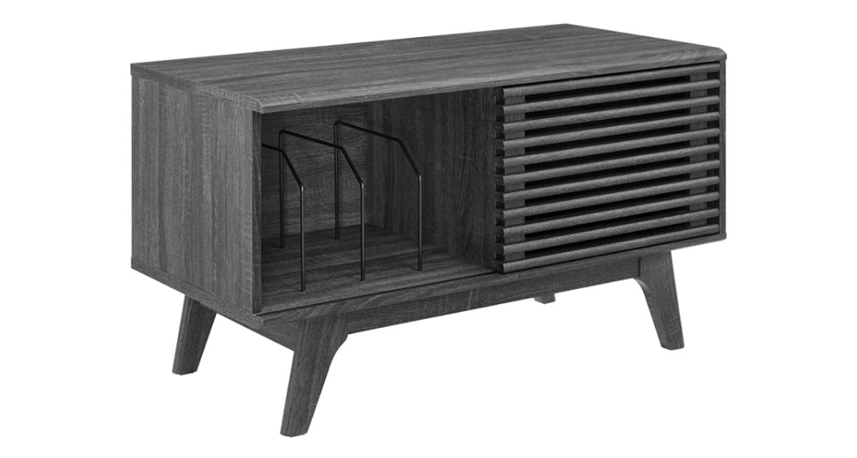 Modway Render Mid-Century Modern 37" Vinyl Record Display Stand in ...