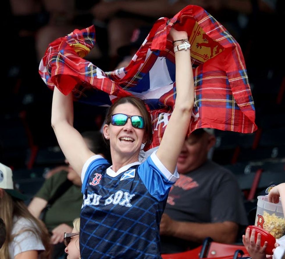 Thousands of Tartan Army fans swap footie for baseball at Red Sox game ...