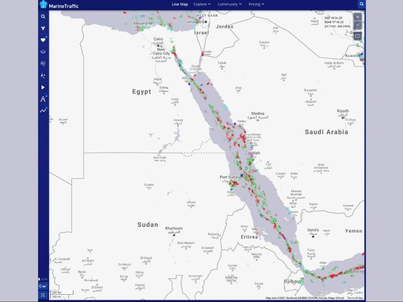 Suez Canal Transit Map Routing Options Between Shanghai, Rotterdam And