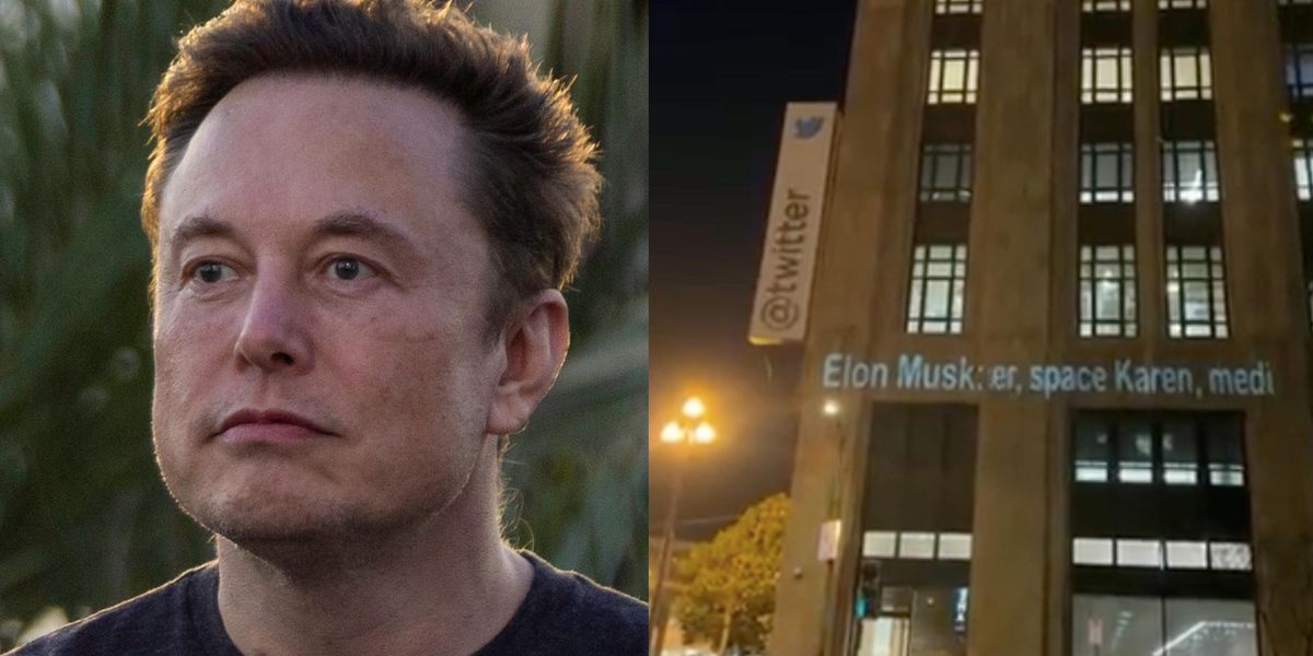 Elon Musk called a 'space Karen' in words projected onto the side of ... Elon Musk called a 'space Karen' in words projected onto the side of ...